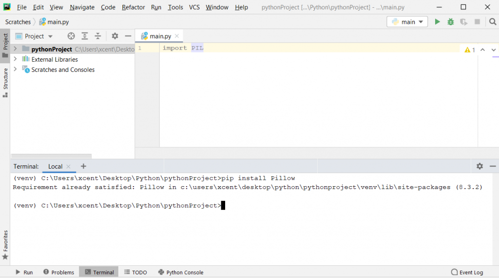  PyCharm Pillow PIL 