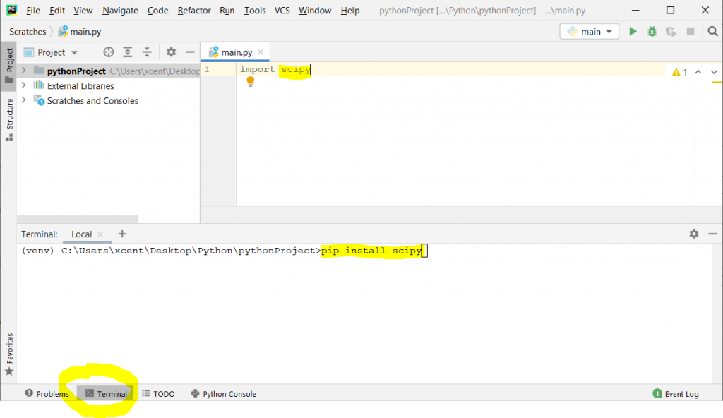  PyCharm SciPy 