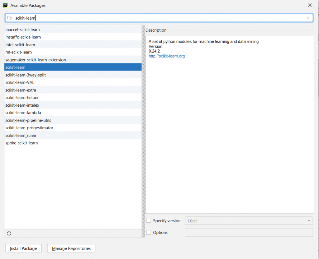  PyCharm Scikit Learn 