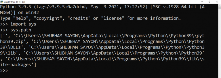 Find The Full Path Of The Python Interpreter Be On The Right Side Of