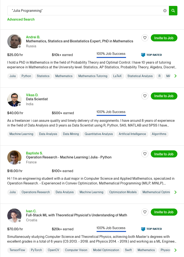 Julia Developer - Income and Opportunity - Be on the Right Side of Change