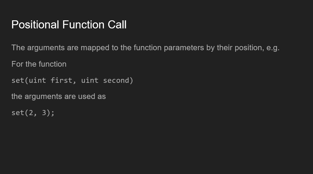 Solidity Function Calls Positional Vs Named Arguments Be On The