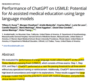 Can ChatGPT Pass the US Medical Licensing Exam (USMLE)? – Be on the Right Side of Change