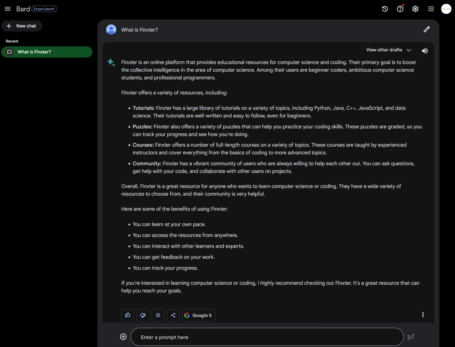 What Is Finxter? Google Bard vs ChatGPT Response - Be on the Right Side of Change
