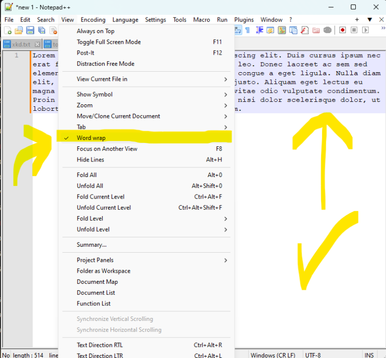 Notepad++ How to Toggle Line Wrapping/Breaking? – Be on the Right Side ...